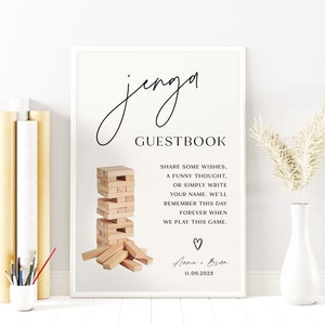 Editable Jenga Game Sign, Wedding Jenga Guestbook Sign, Jenga Game Sign ...