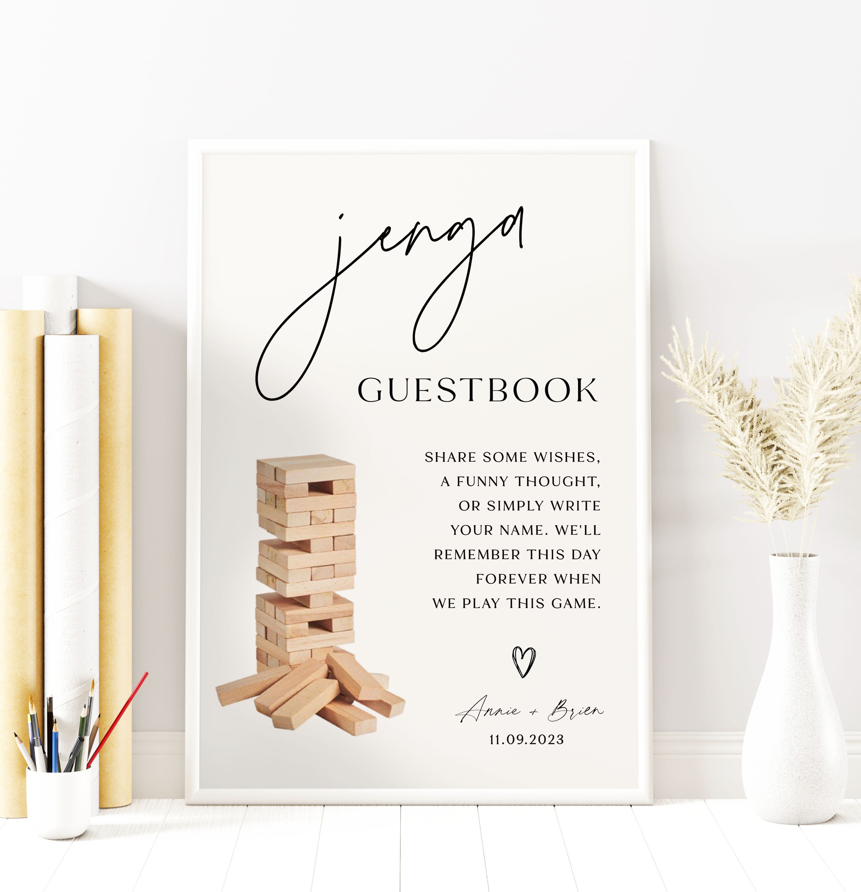 Editable Jenga Game Sign, Wedding Jenga Guestbook Sign, Jenga Game Sign ...