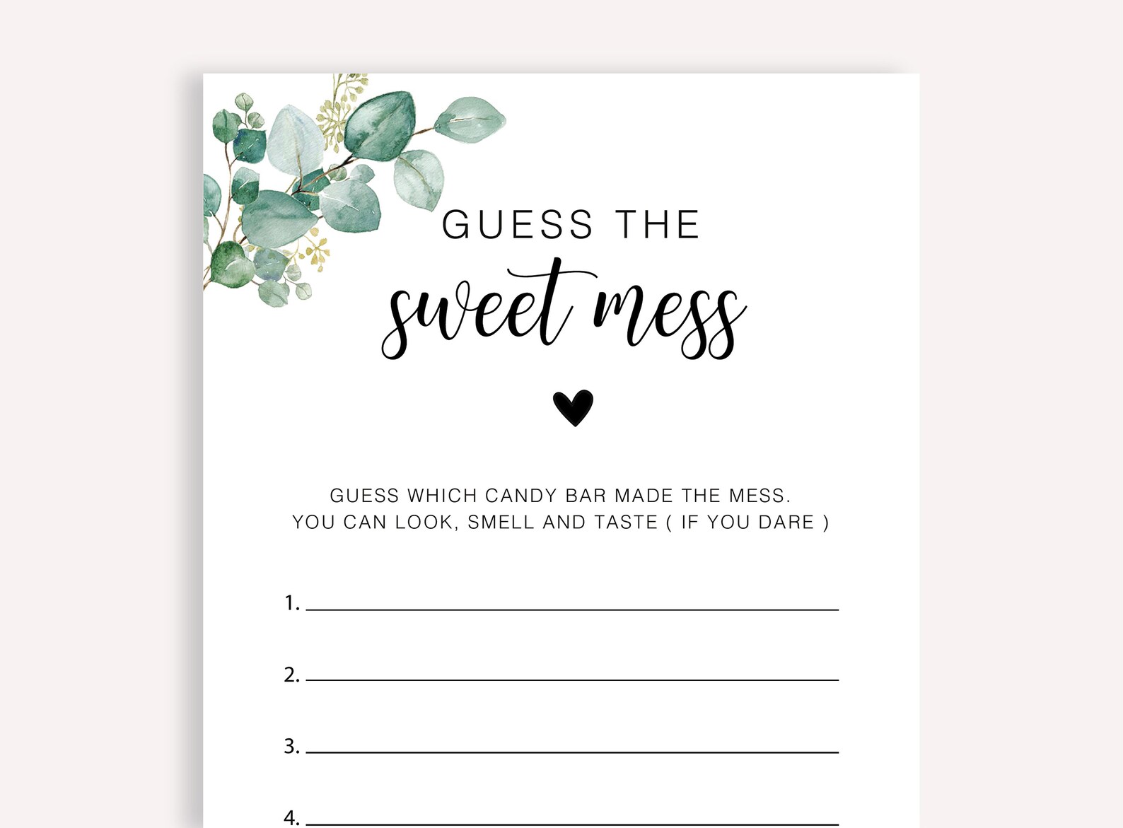 Instant Download Guess the Sweet Mess Baby Shower Game, Printable Candy ...