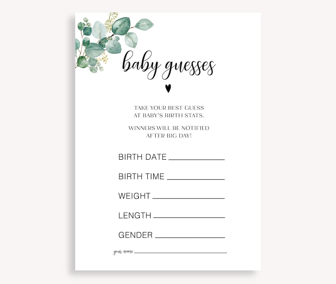 Baby Guesses Baby Shower Game, Baby Prediction Game, Instant Download ...