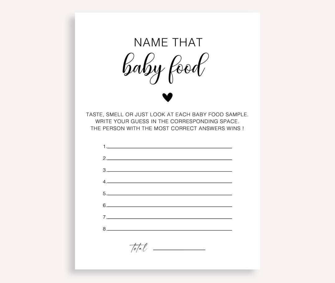 Name That Baby Food Baby Shower Game, Baby Food Guessing Game ...