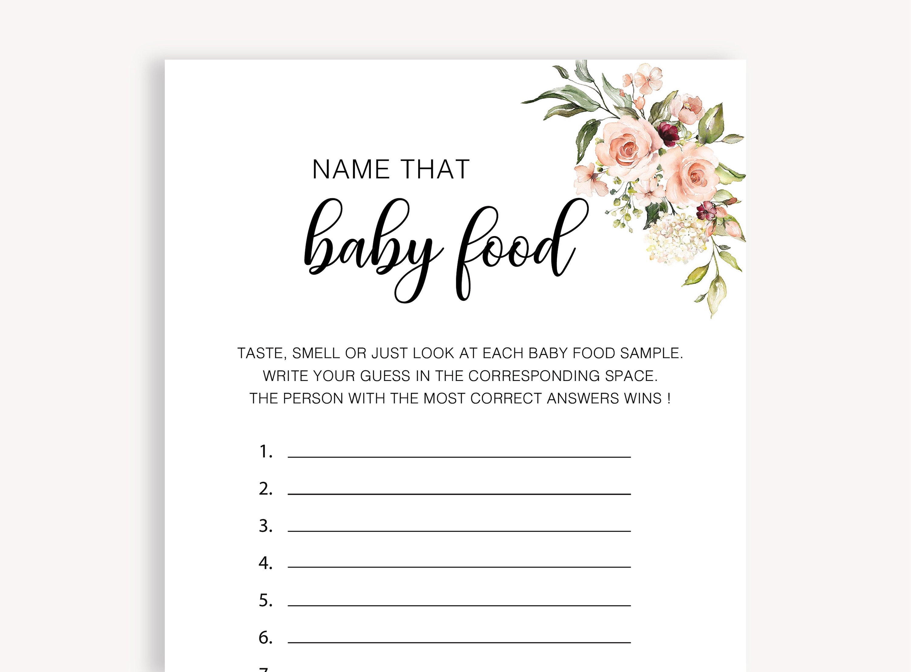 Name That Baby Food Instant Download Game Printable Baby Food - Etsy