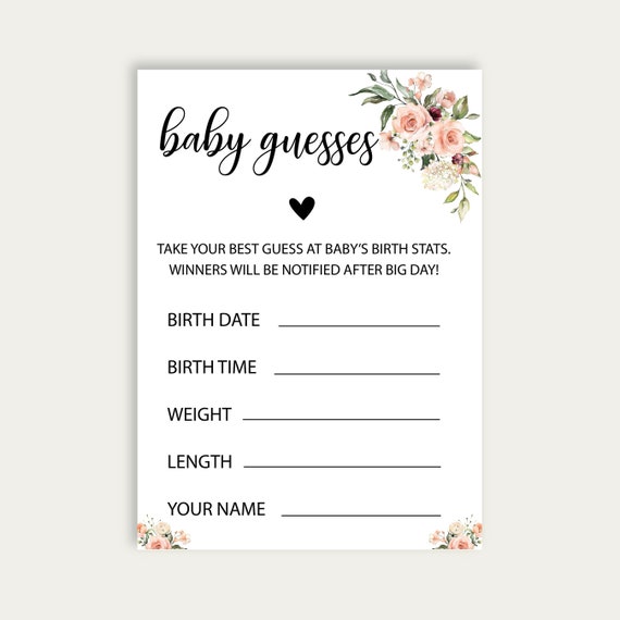 Baby Guesses Games Baby Guesses Cards Baby Due Date Game - Etsy