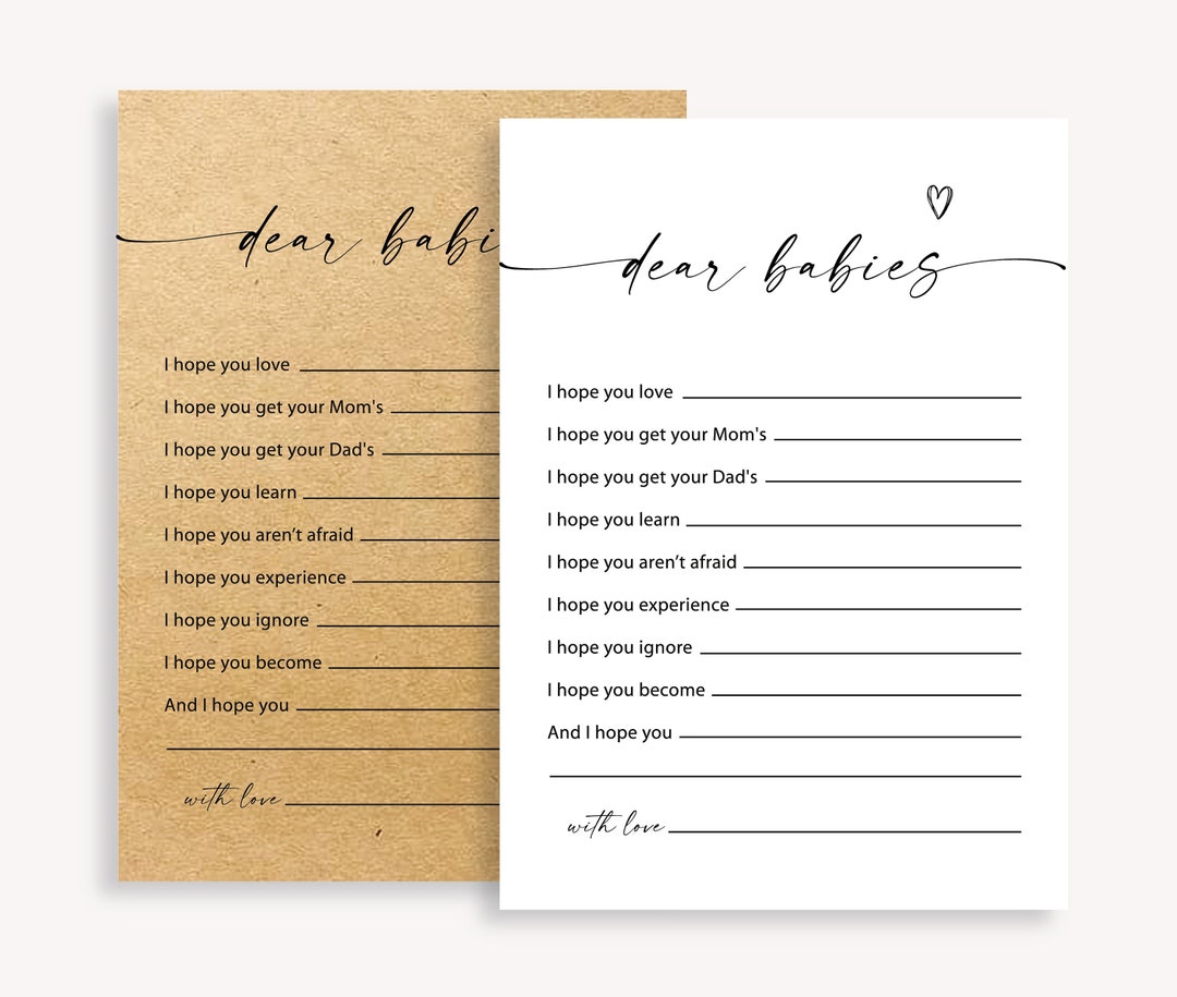 Dear Baby Wishes Card, Baby Shower Dear Baby Card, Printable Wishes for ...