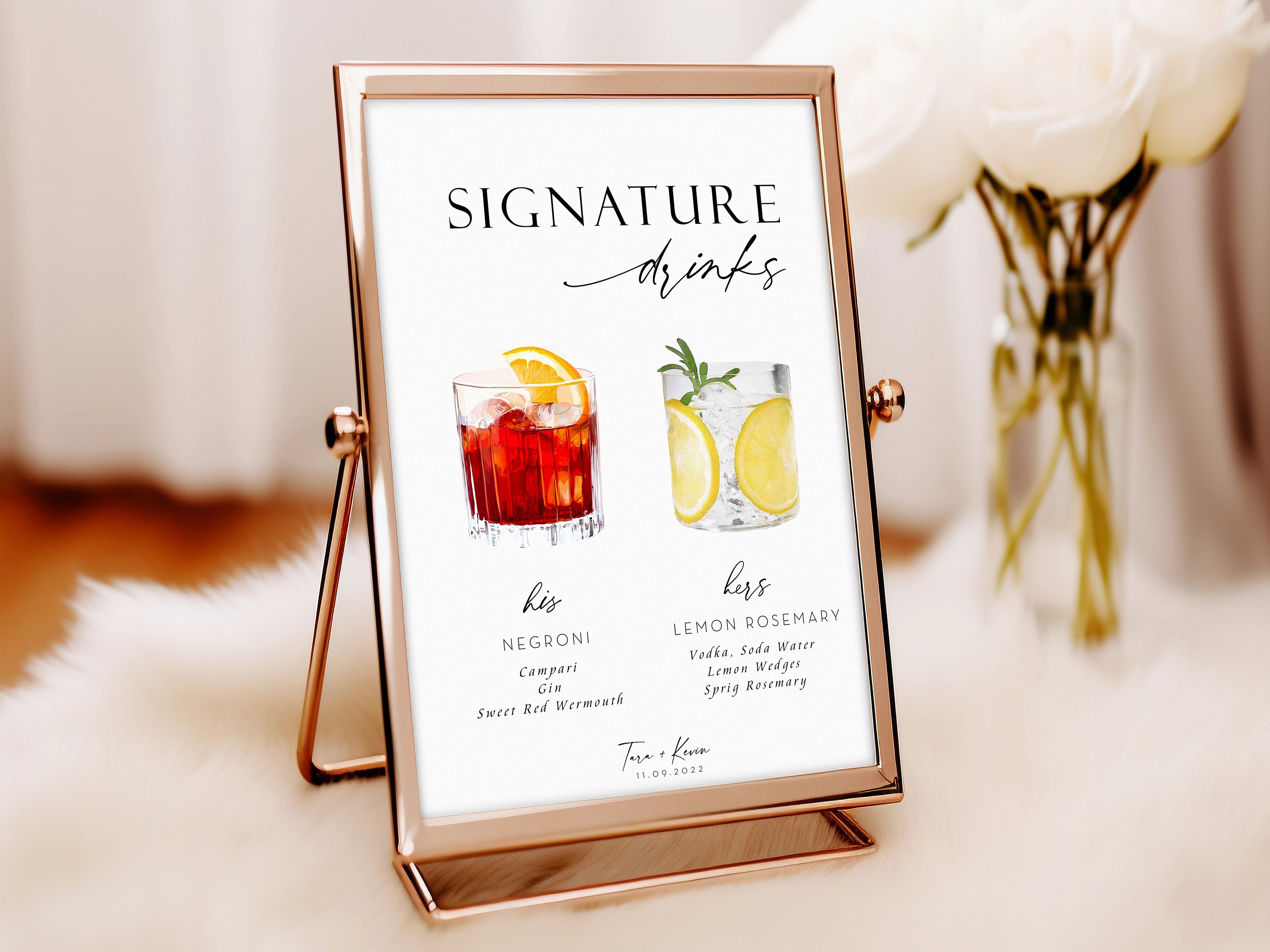 His and Hers Drink Bar, Cocktail Image Bar Sign, Editable Signature ...