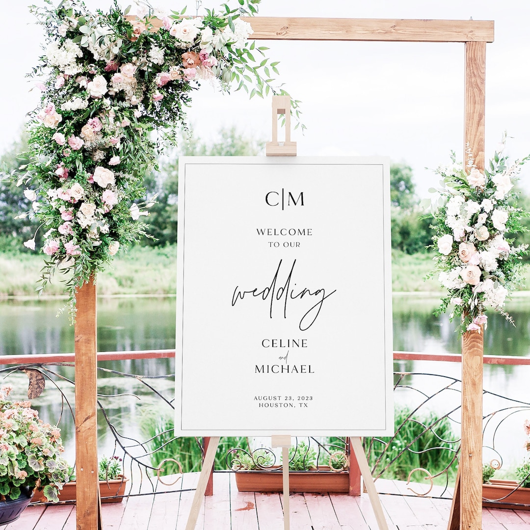 Large Wedding Welcome Sign, Modern Wedding Welcome Sign, Minimalist ...