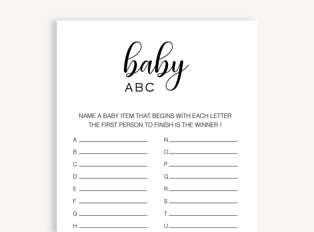 Baby Item ABC Game Printable Alphabet Race Game Gender - Etsy