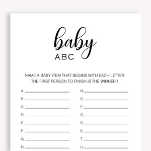 Baby Item ABC Game, Printable Alphabet Race Game, Gender Neutral Baby ...