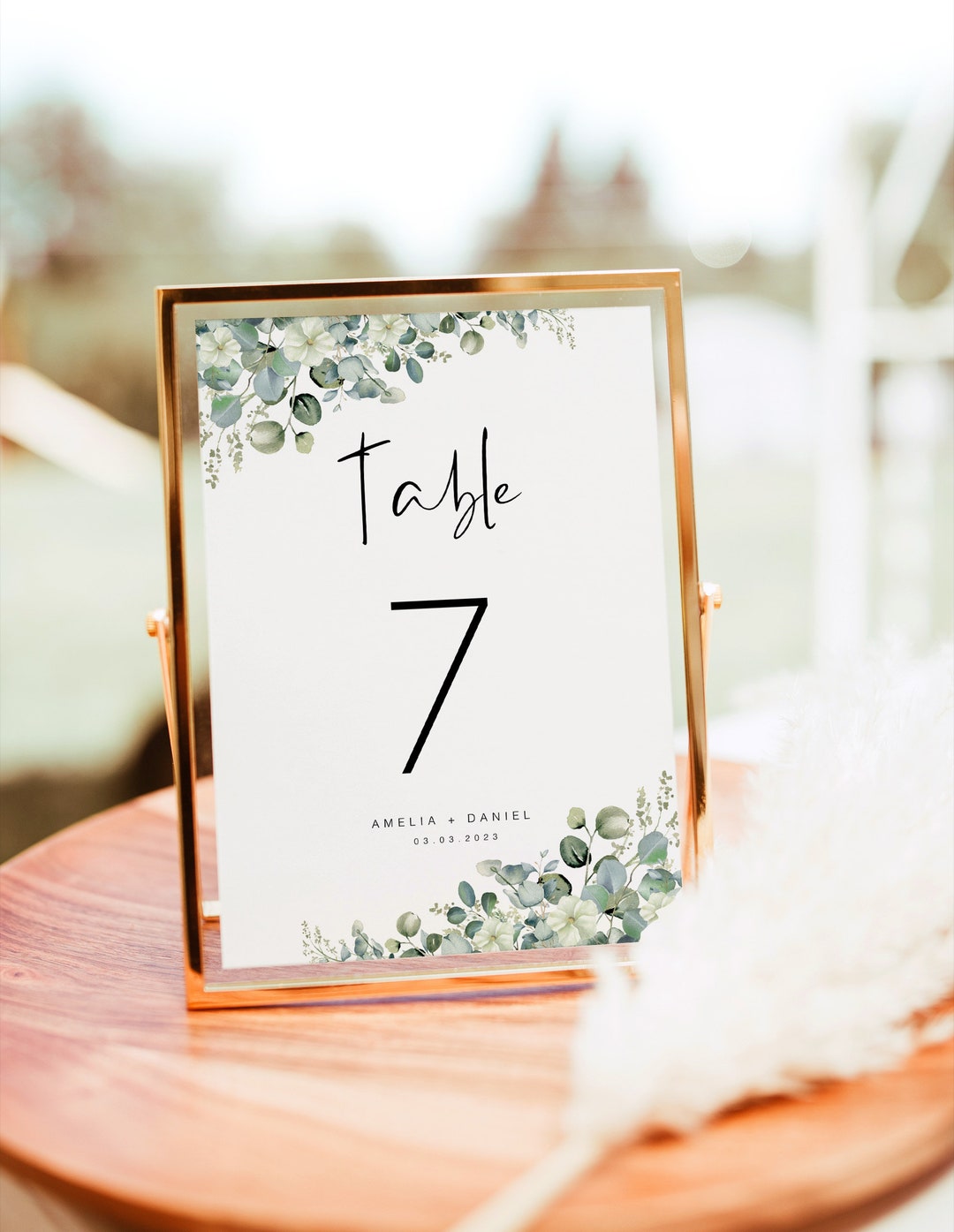 Greenery Wedding Table Numbers, Printable Table Numbers, Modern Table ...
