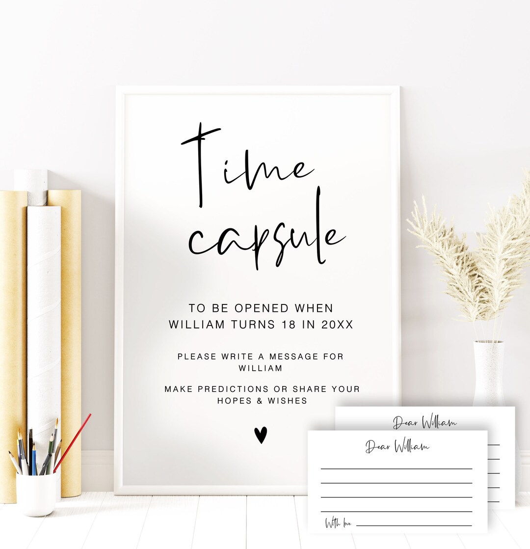 Editable Time Capsule Cards Modern Minimalist Baby Shower - Etsy
