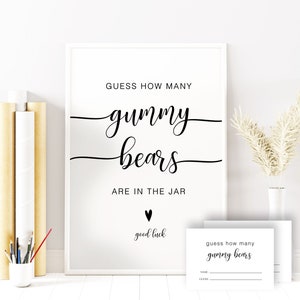 Instant Download Baby Shower Sign, Jar of Gummy Bears Count Sign Cards ...