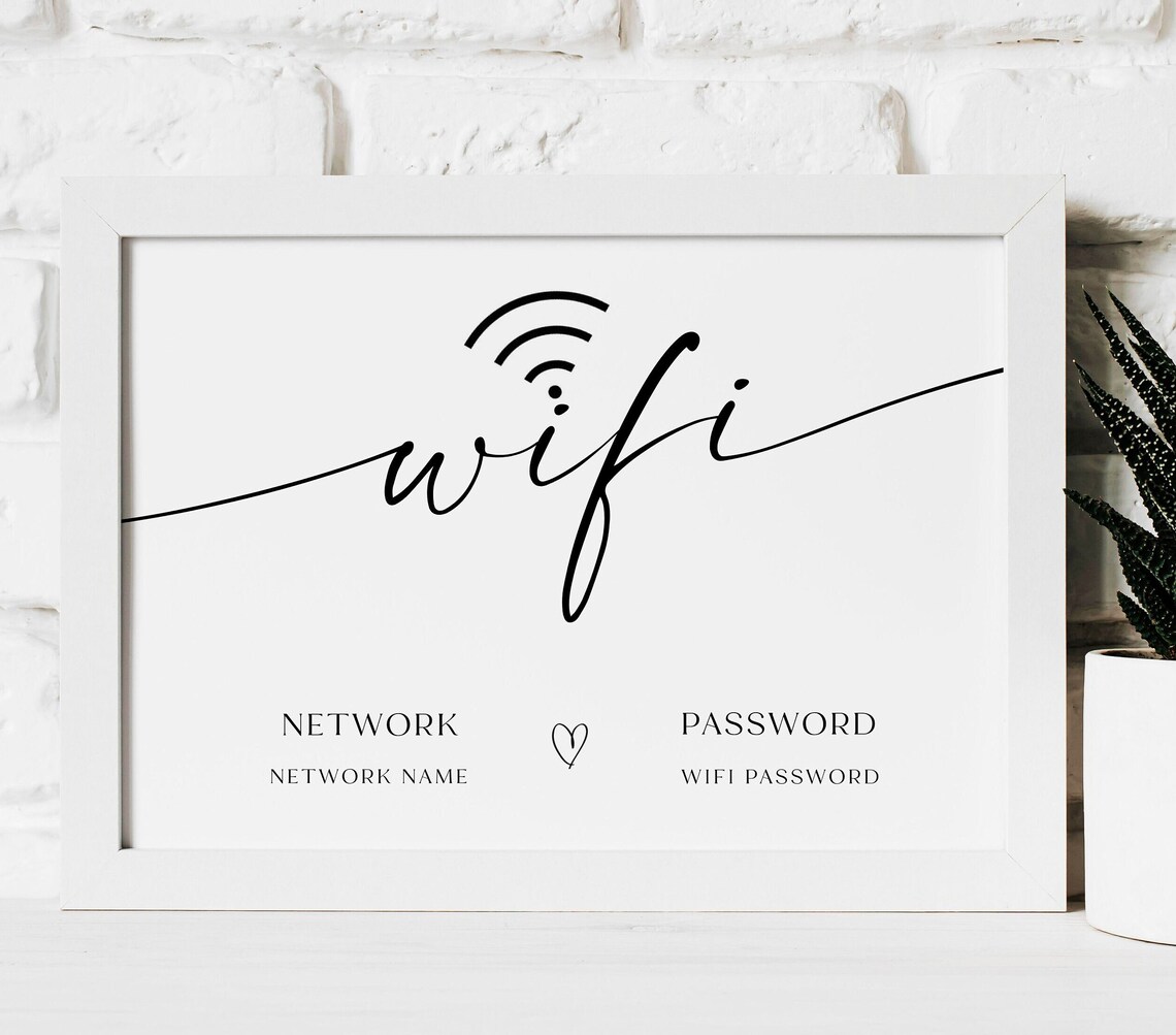 Printable Wifi Sign, Wifi Sign, Wifi Sign Template, Editable Wifi Sign ...