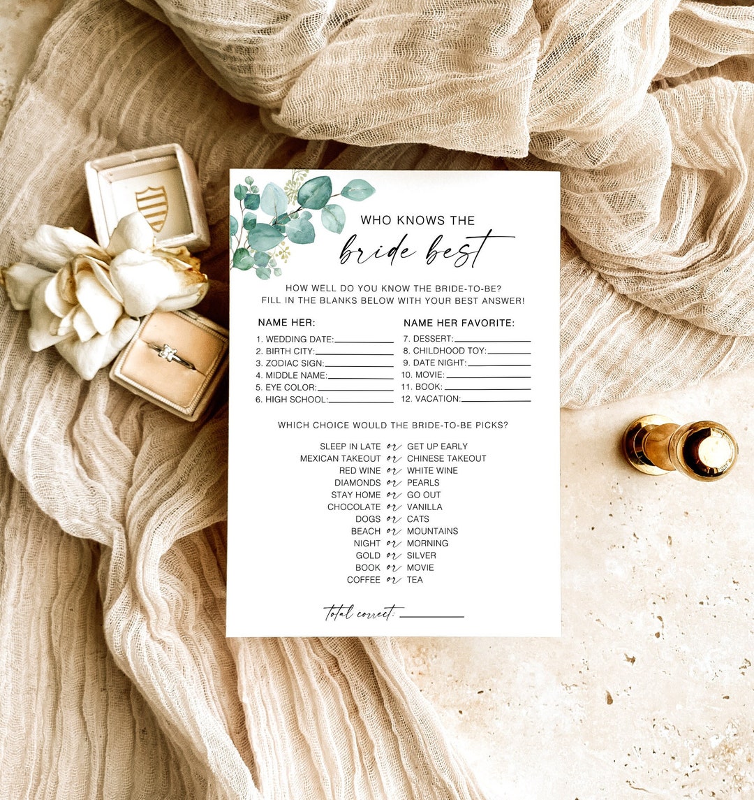Who Knows the Bride Best Bridal Game, Who Knows the Bride-to-be Best ...