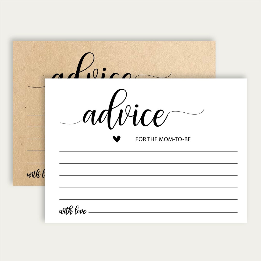 Instant Download Advice for the Mom to Be Cards Baby Shower Advice ...