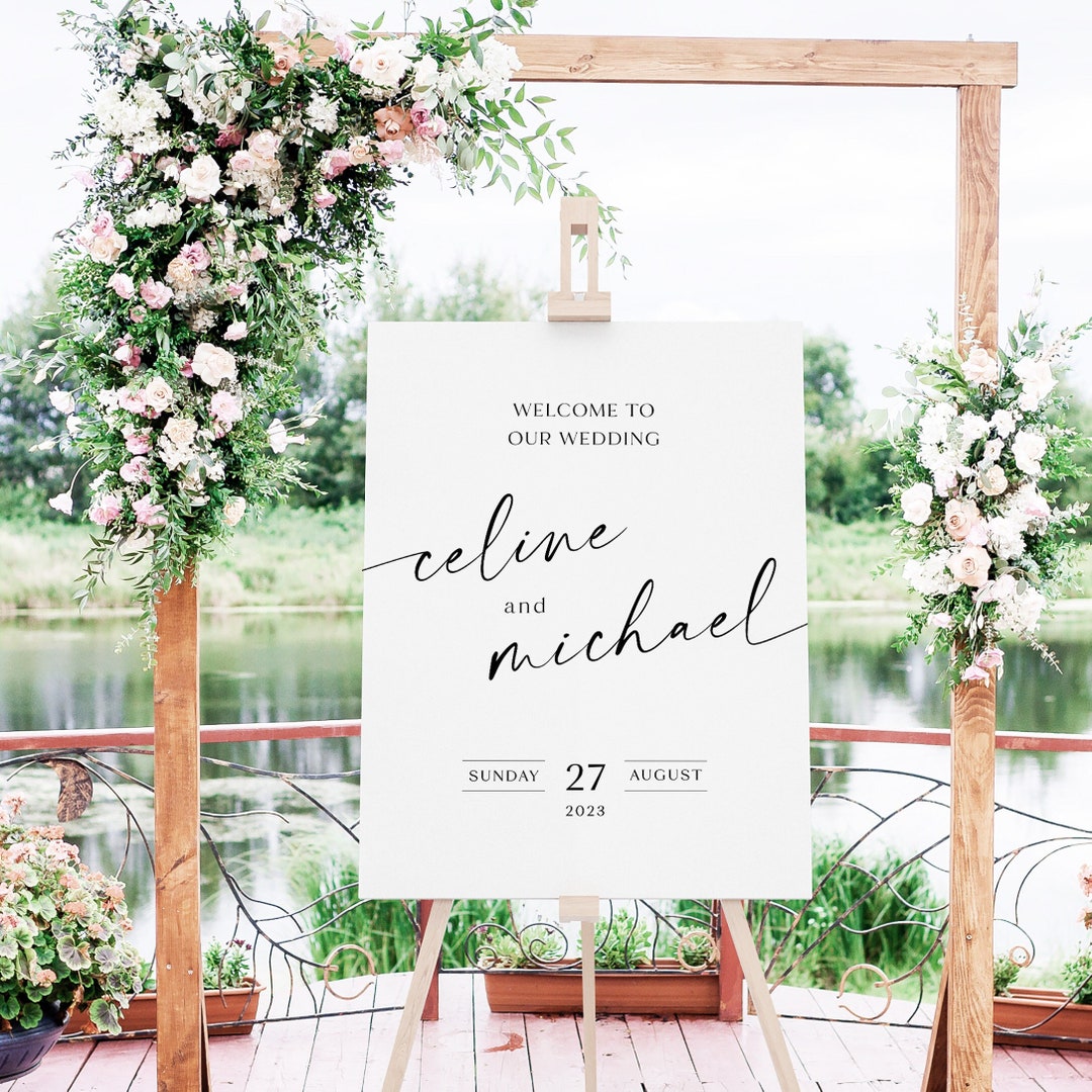 Minimalist Wedding Welcome Sign Poster, Modern Wedding Welcome Sign ...