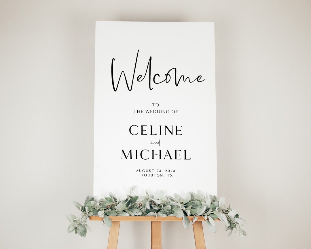 Modern Wedding Welcome Sign, Cute Wedding Welcome Sign Template ...
