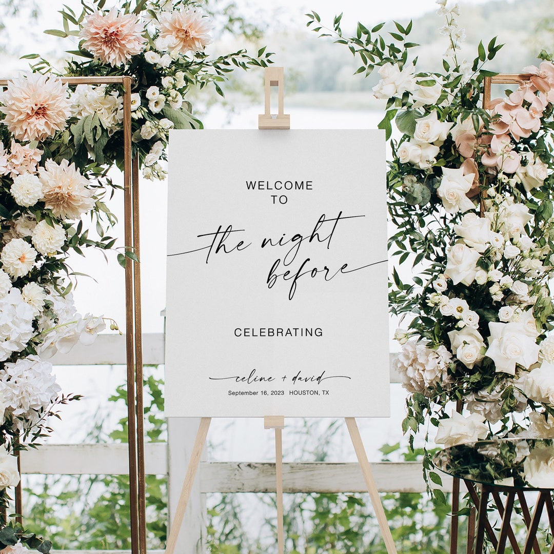 Modern Wedding Rehearsal Welcome Sign, the Night Before Welcome Sign ...