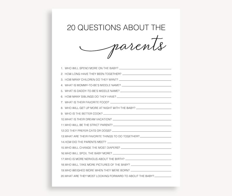 How Well Do You Know the Parents Baby Sprinkle Game Script - Etsy