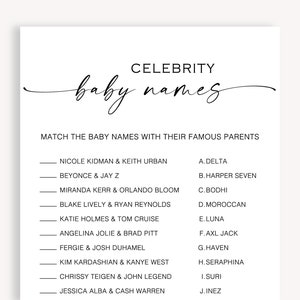 Celebrity Baby Names, Baby Shower Celebrity Match, Minimalist Baby ...