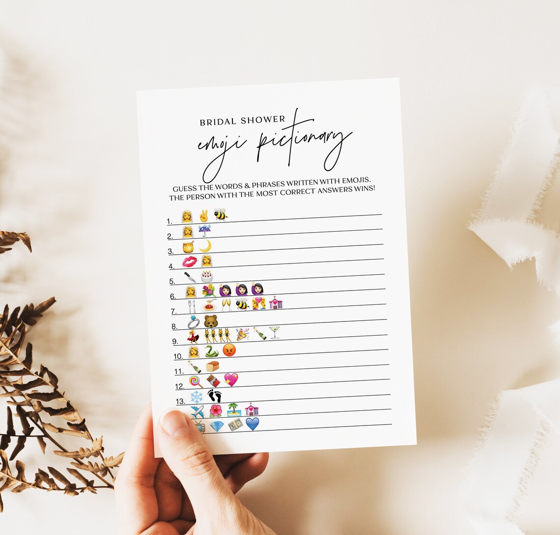 Bridal Shower Emoji Game Pictionary Boho Emoji Pictionary - Etsy