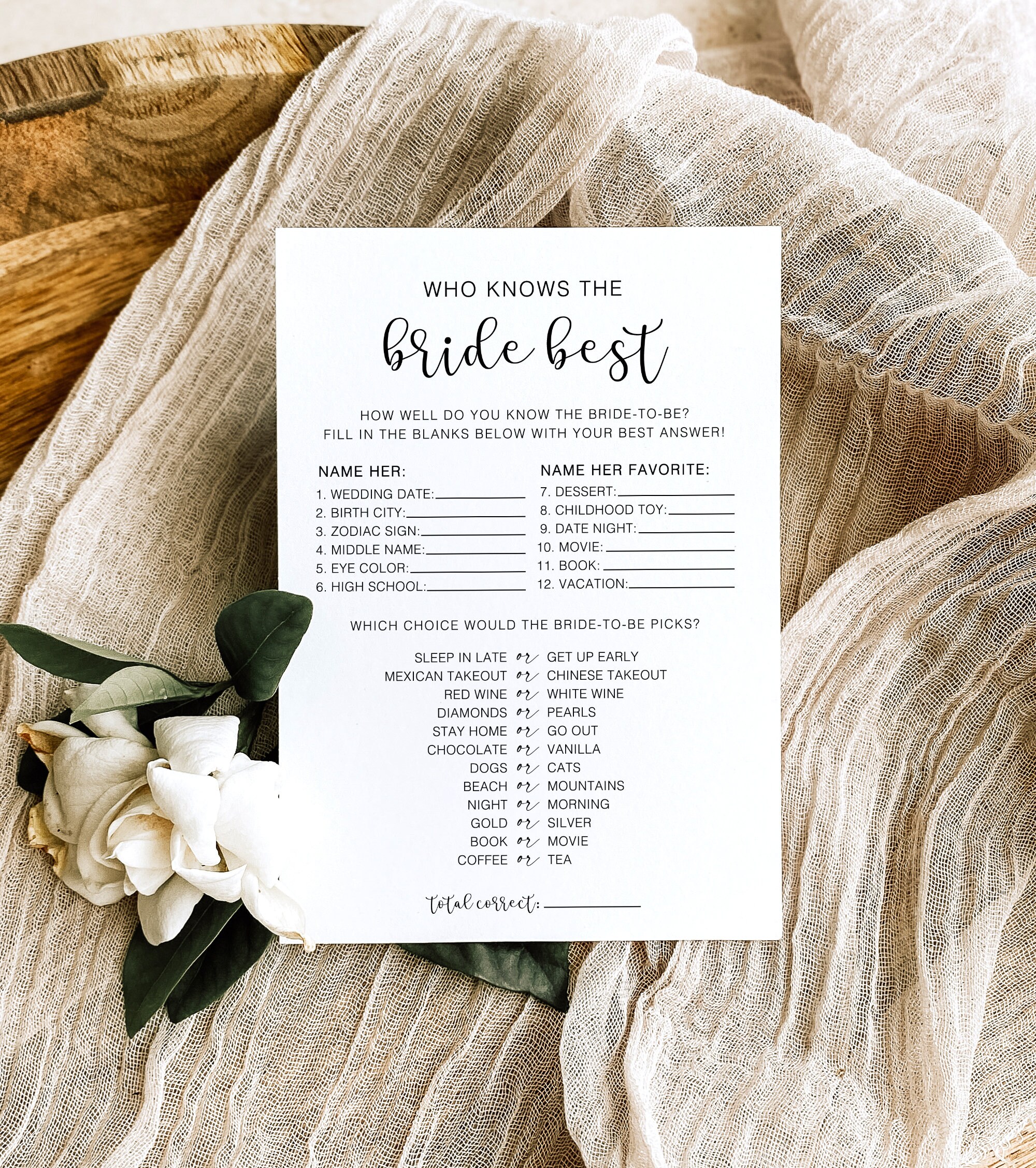Printable How Well Do You Know the Bride Game, Instant Bridal Shower ...