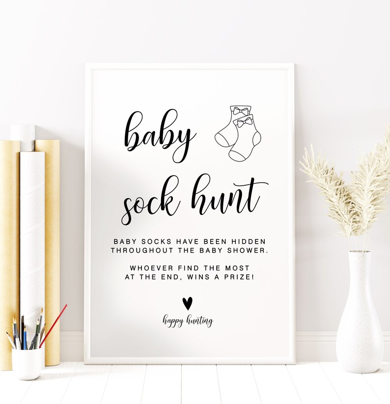 Baby Sock Hunt Baby Shower Game Sign Instant Template Sock - Etsy