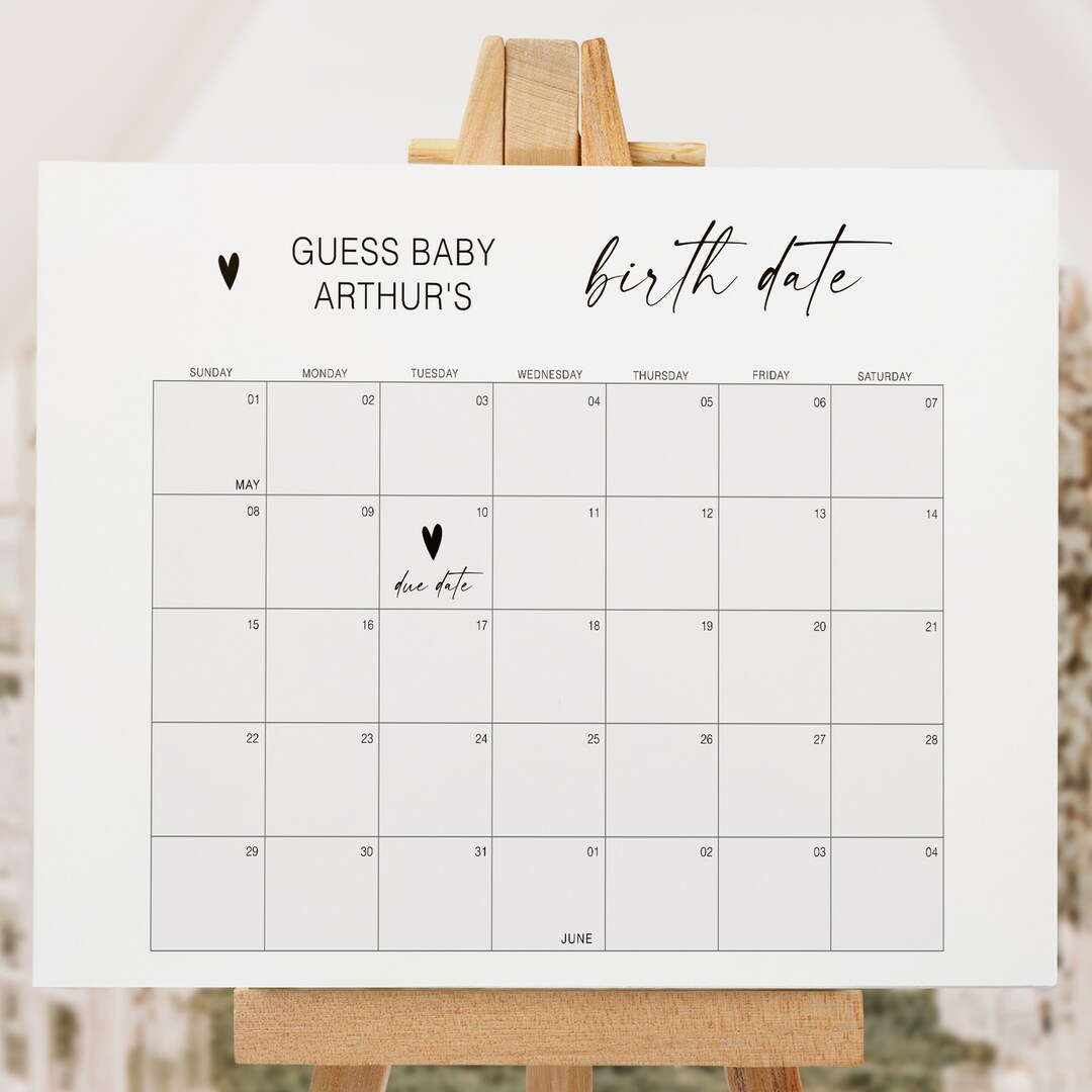 Guess the Birthday Baby Shower Sign, Baby Due Date Prediction Poster ...