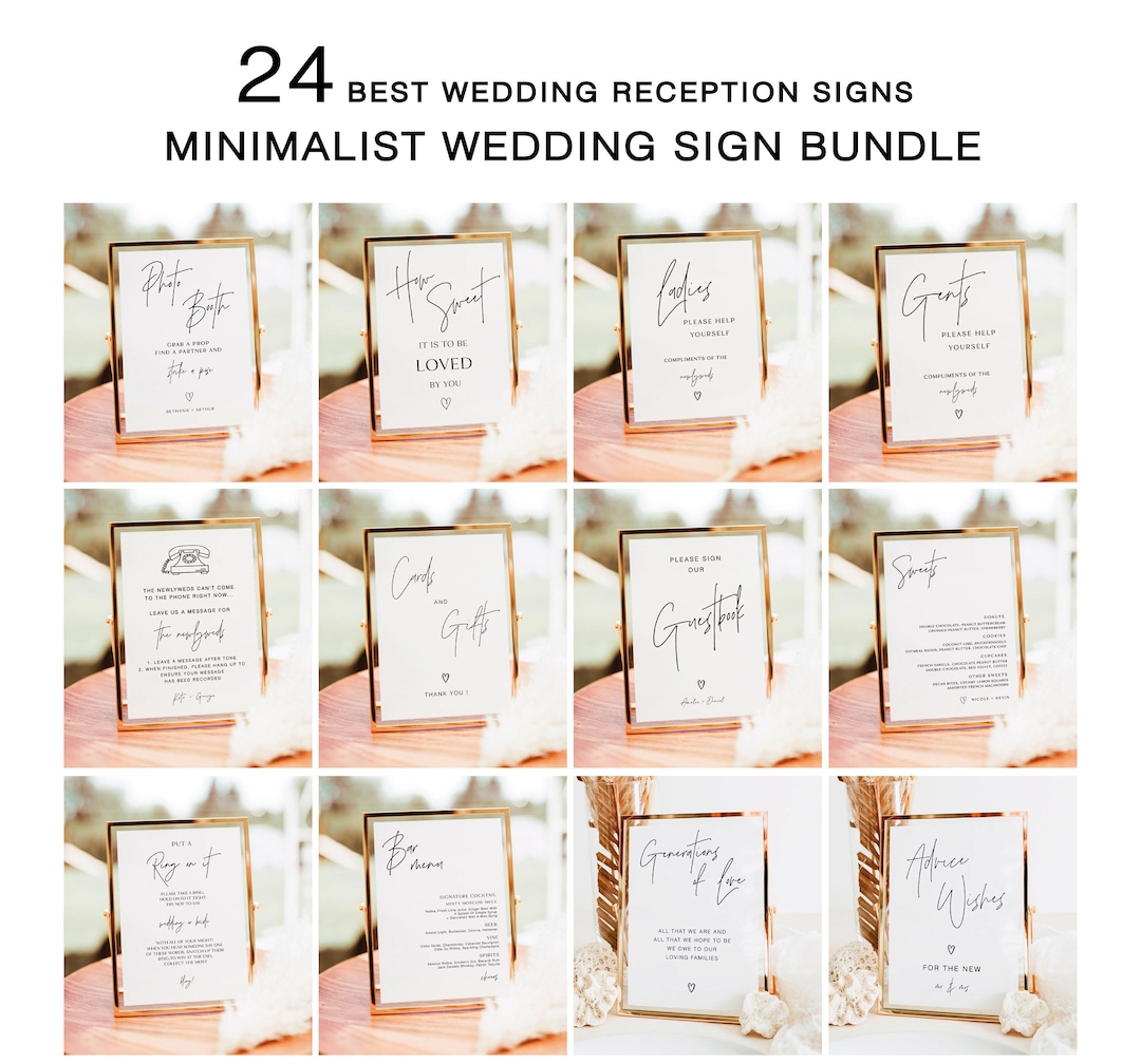 Editable Wedding Sign Bundle, Minimalist Wedding Reception Signs ...