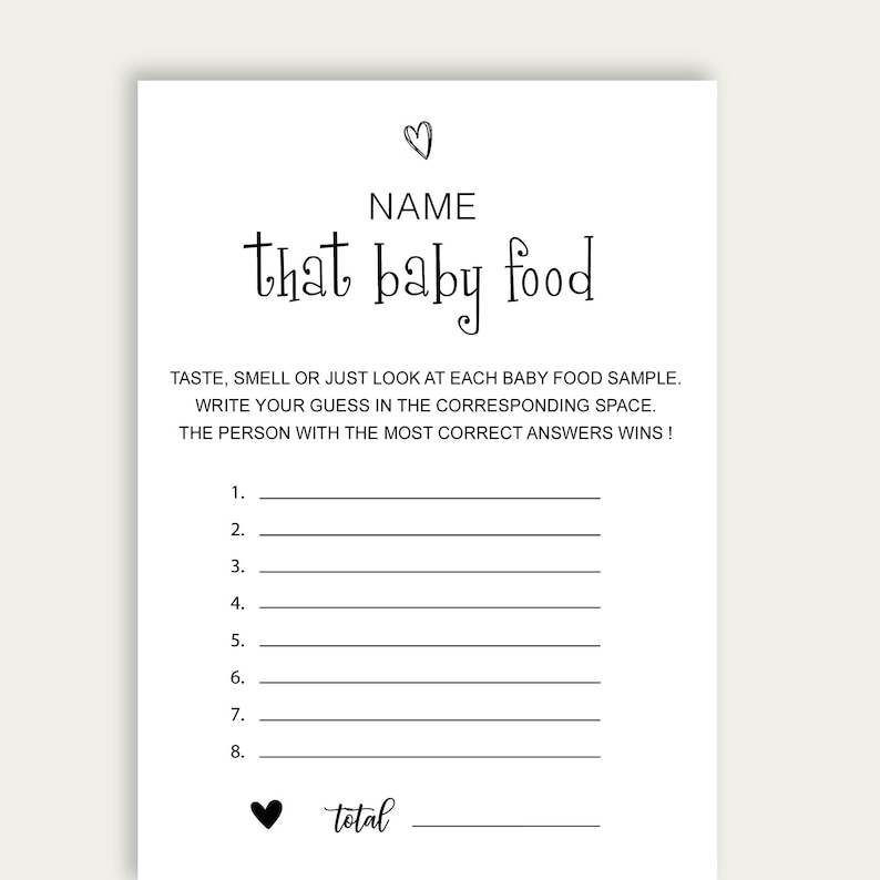 Name That Baby Food Game Instant Download Printable Baby Food - Etsy
