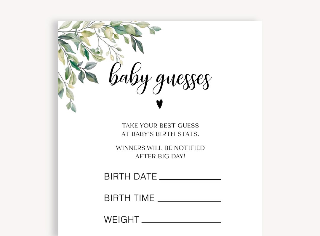 Baby Guesses Game Baby Guesses Cards Baby Shower Due Date - Etsy