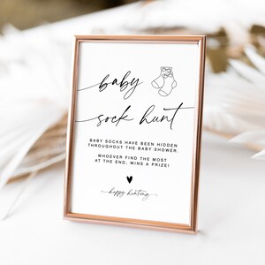 Baby Sock Hunt Sign Editable Baby Shower Sign Template Baby - Etsy