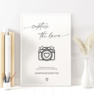 Capture the Love Sign, Editable Modern Hastag Sign, Wedding Social ...