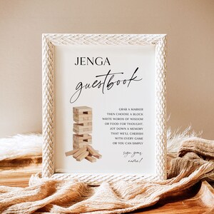 Jenga Game Sign, Editable Jenga Guest Book Sign Template, Wedding Signs ...