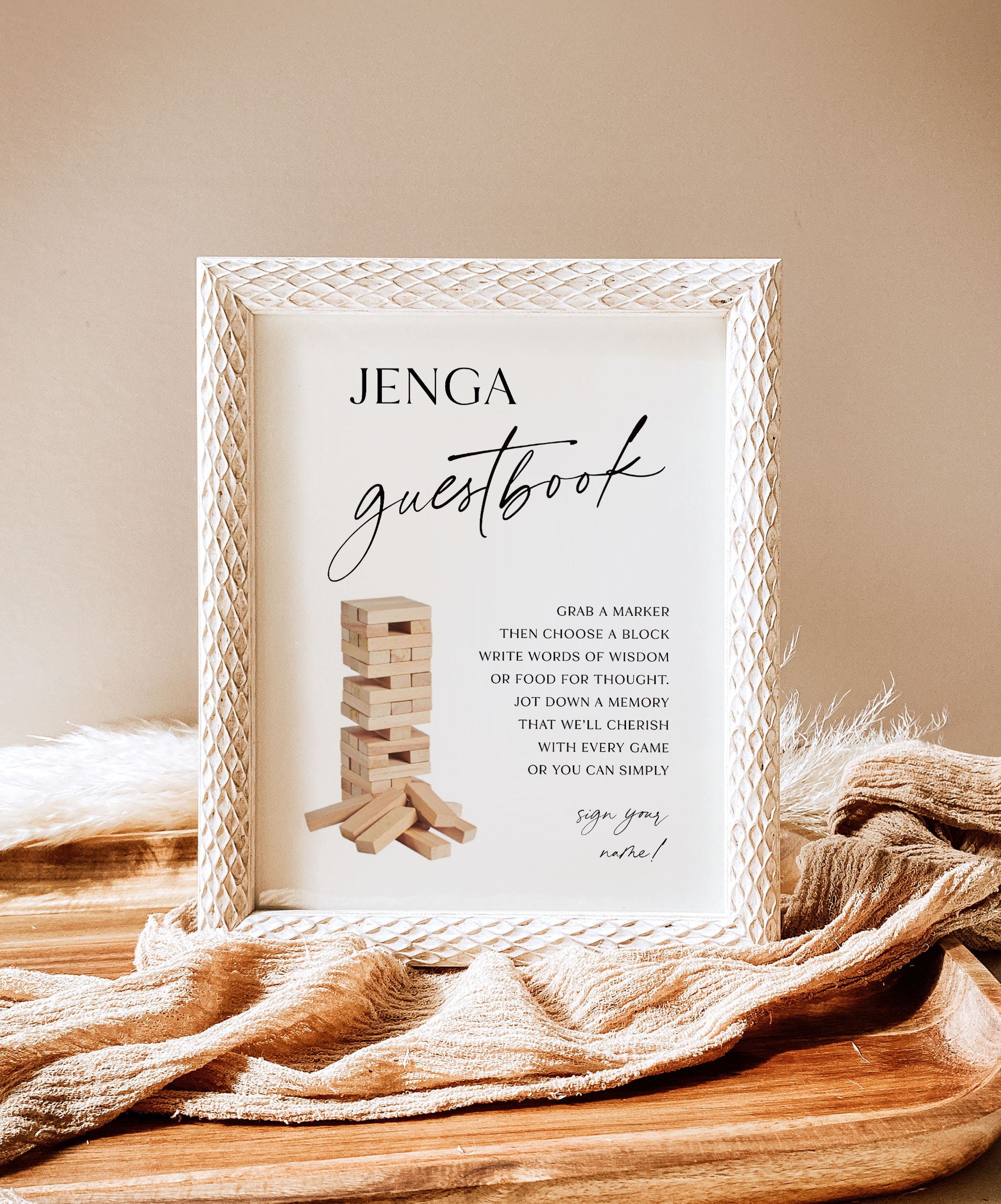 Jenga Game Sign, Editable Jenga Guest Book Sign Template, Wedding Signs ...