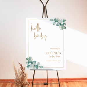 Greenery Baby Shower Welcome Poster, Gender Neutral Baby Shower Sign ...