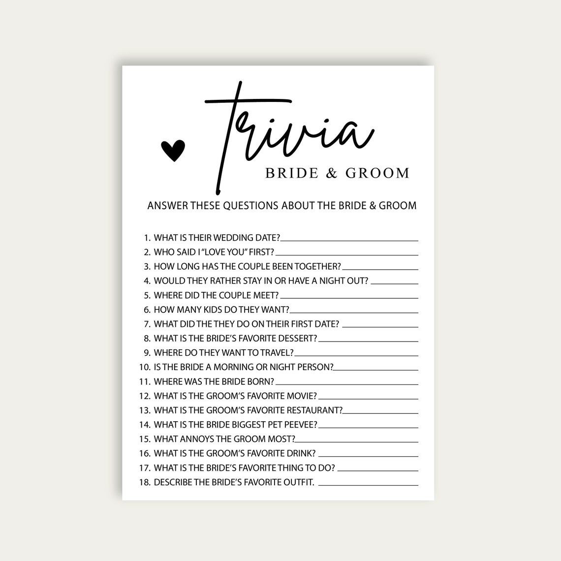 Bride or Groom Guess Who Game Printable Bride or Groom Trivia - Etsy