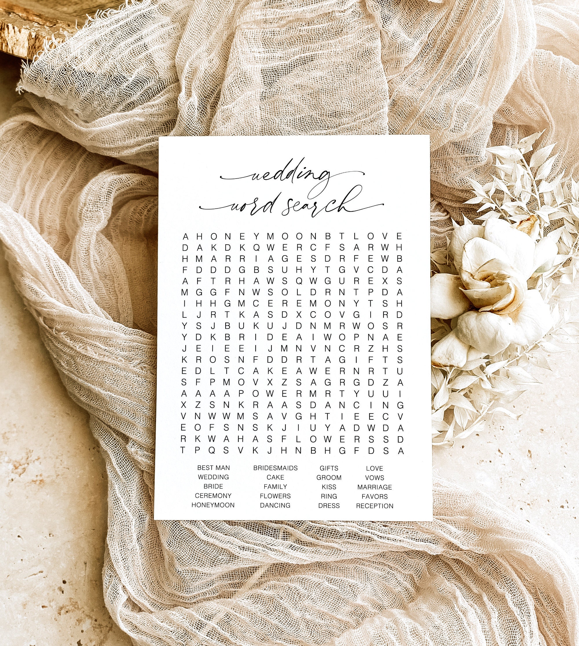Wedding Word Puzzle, Minimal Word Search Game, Printable Bridal Shower ...