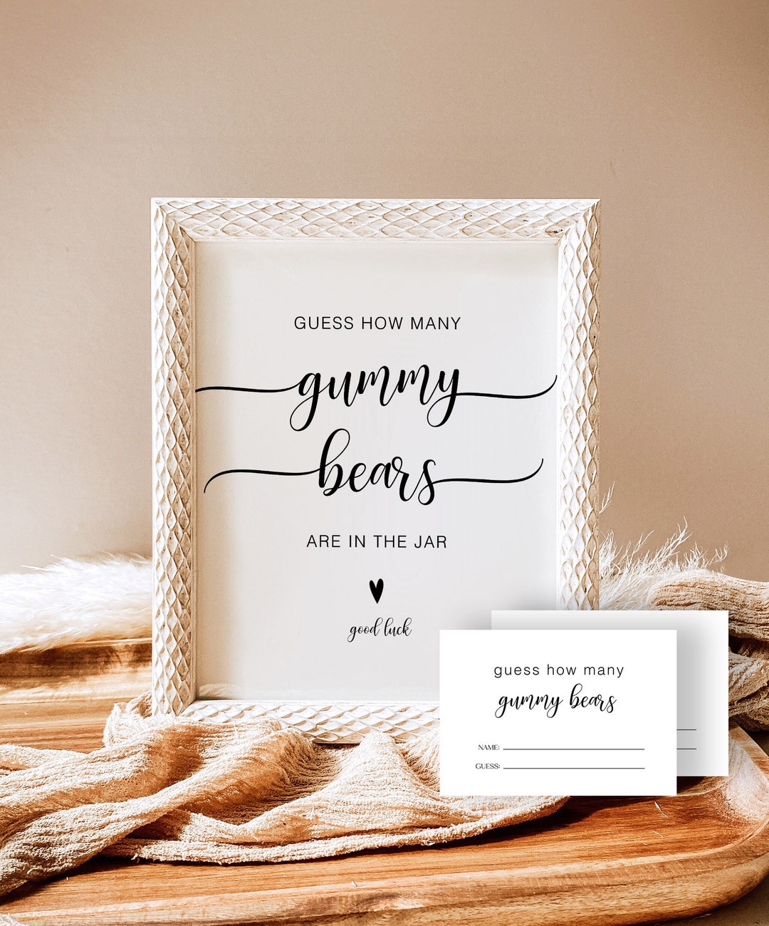 Instant Download Baby Shower Sign, Jar of Gummy Bears Count Sign Cards ...