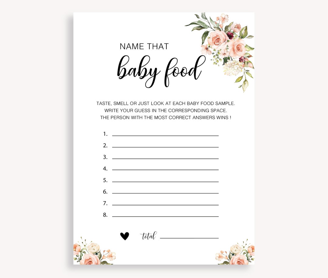 Name That Baby Food Instant Download Game, Printable Baby Food Game ...