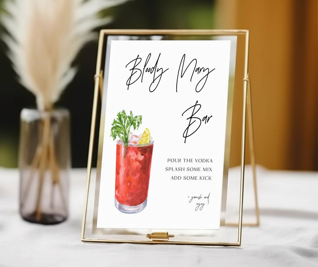 Bridal Bruch Bloody Mary Cocktail Sign, Bloody Mary Bar Sign, Editable ...