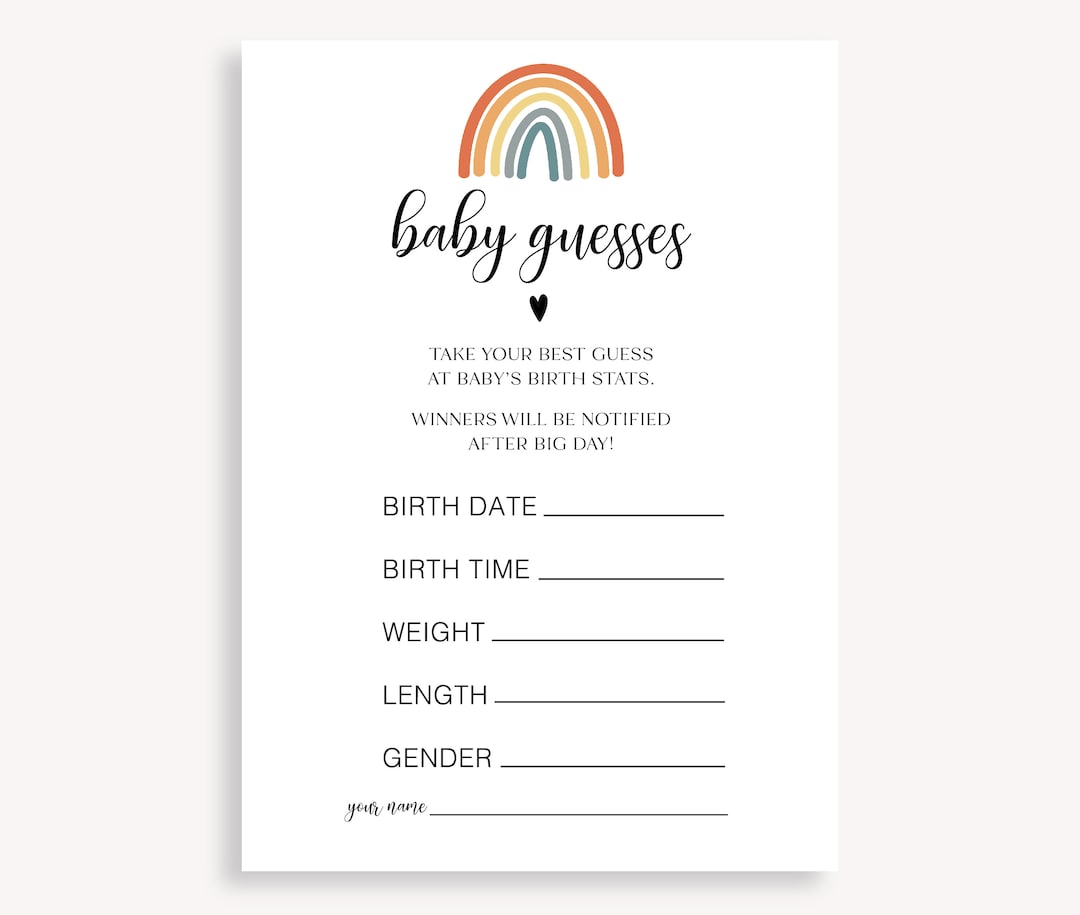 Baby Shower Due Date Calendar, Instant Download Baby Guess Game, Baby ...