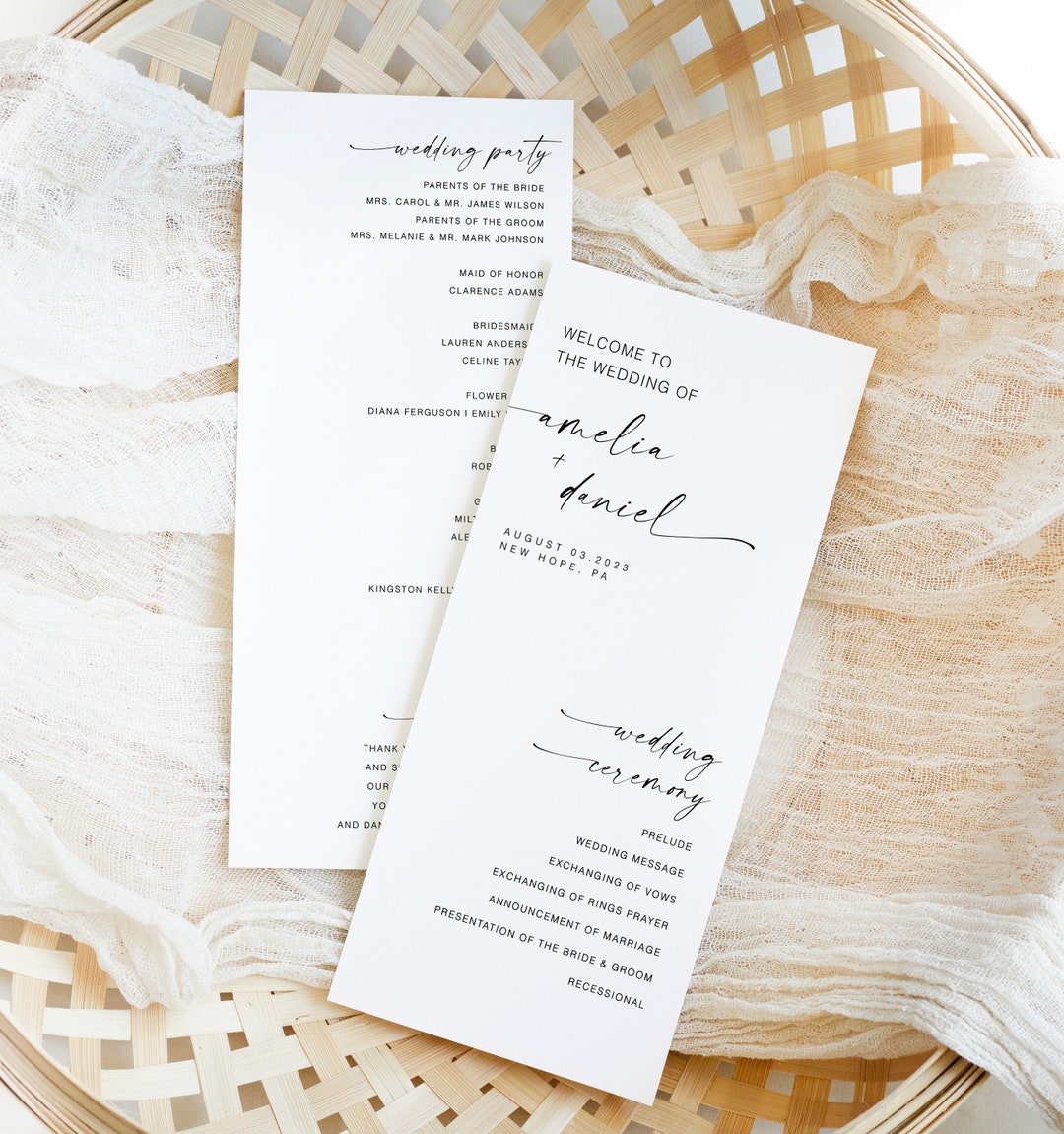 Editable Wedding Program, Wedding Program Template, Editable Modern ...