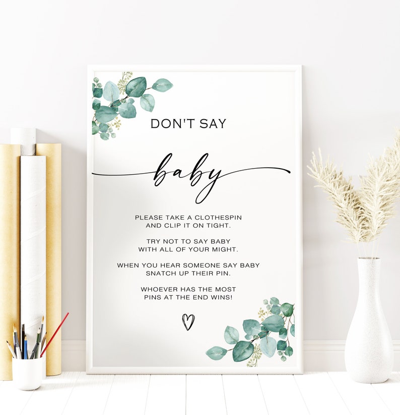 Don't Say Baby Shower Game, Gender Neutral Baby Shower, Clothes Pin ...