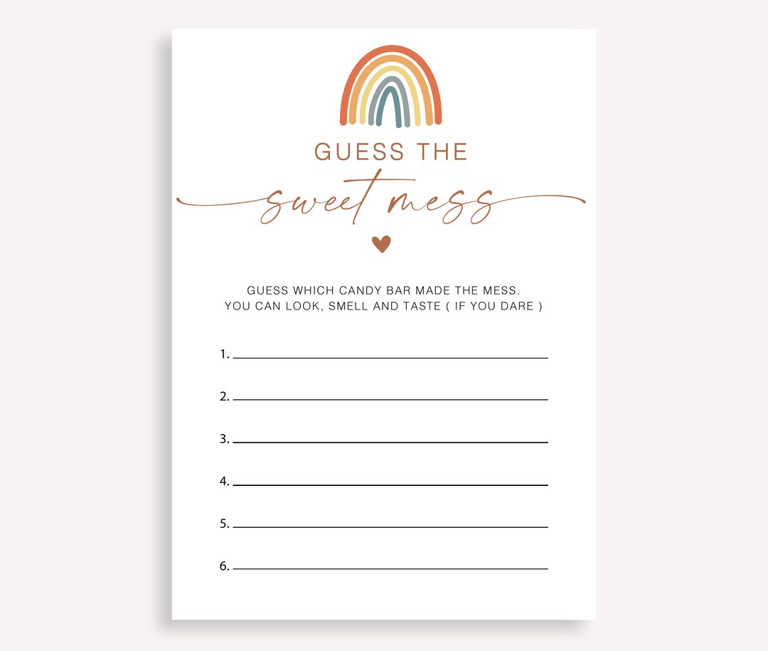 Guess the Sweet Mess Baby Shower Game, Best Guess the Sweet Mess Baby ...