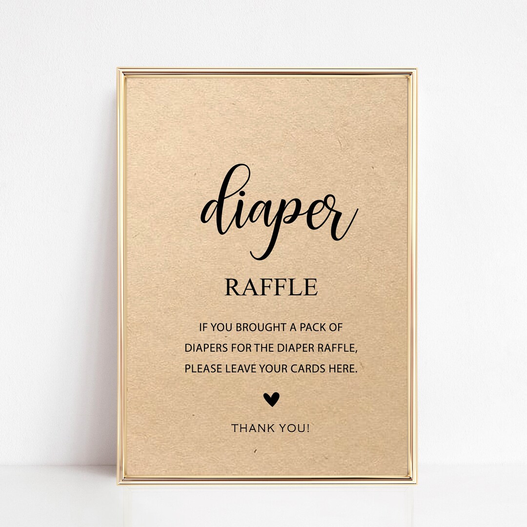 Diaper Raffle Cards Baby Shower Sign Printable Diaper Raffle - Etsy