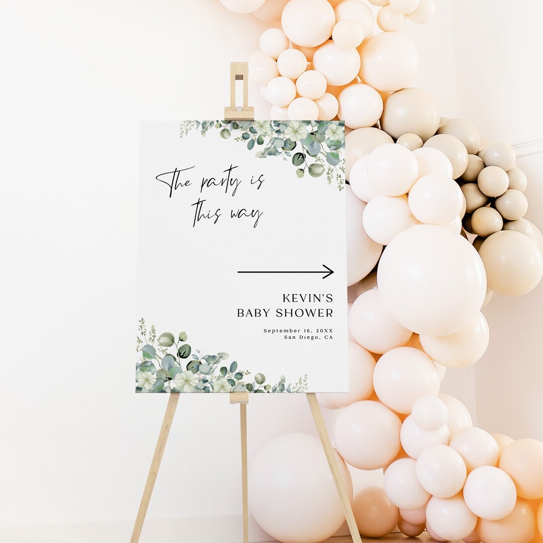 Greenery Baby Shower Direction Sign, Ceremony Reception Signage, Baby ...