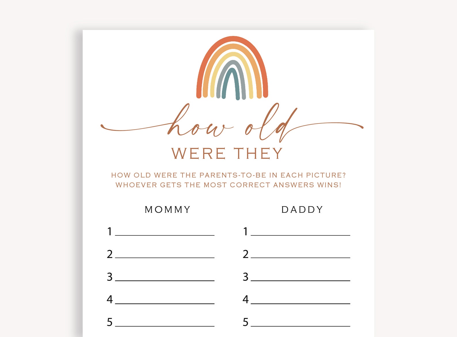 Baby Shower Age Guessing, Minimalist Baby Shower Game, How Old Were the ...