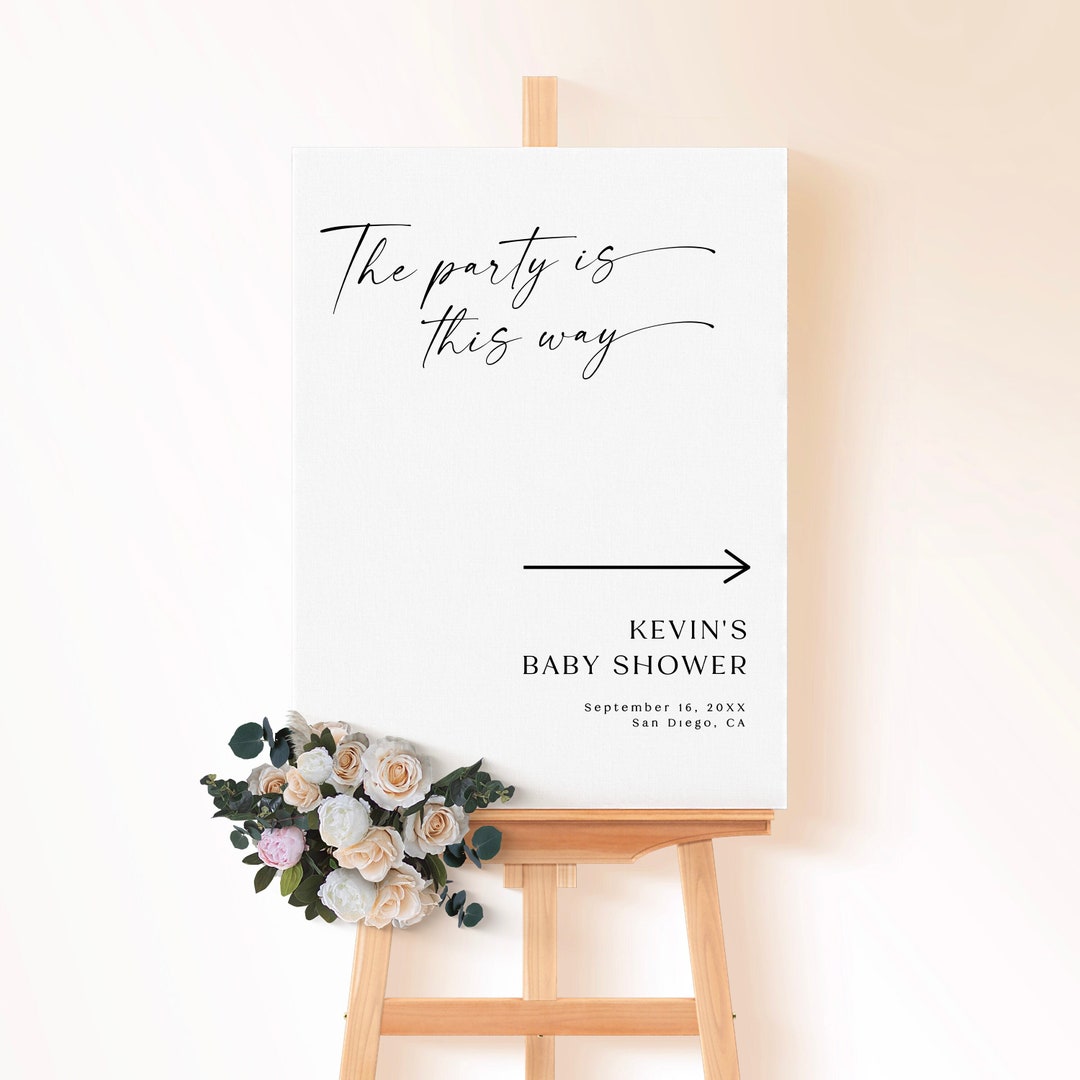Baby Shower This Way Sign, Baby Shower Direction Sign Template ...