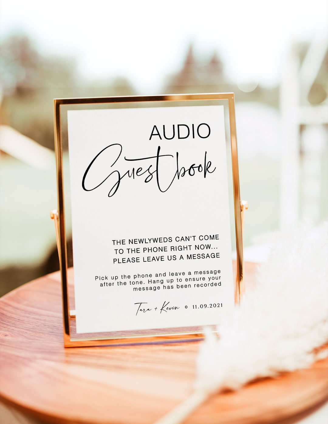 Editable Leave A Message Sign, Modern Minimalist Audio Guestbook Sign ...