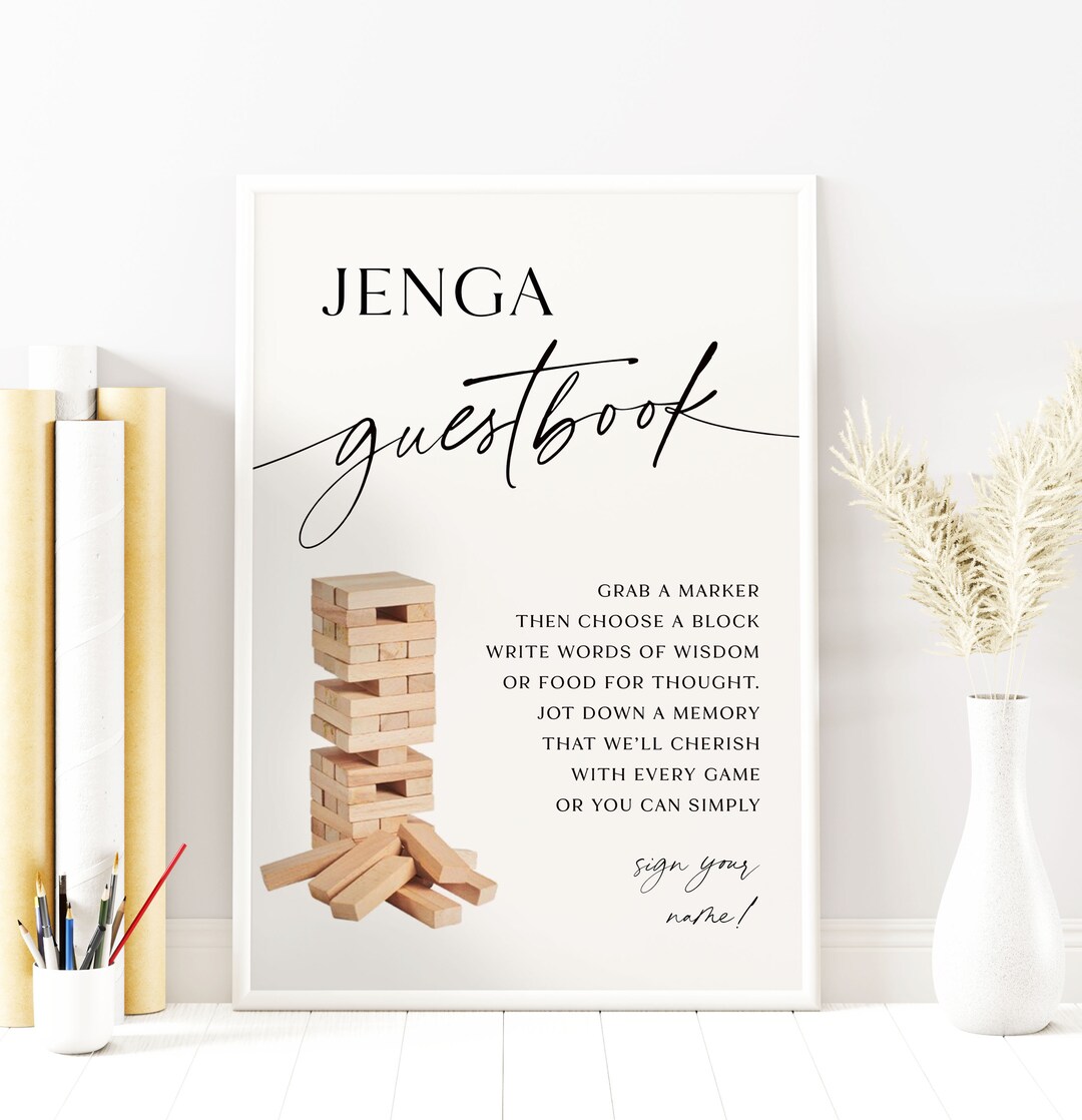 Wedding Signs, Editable Template Sign, Wedding Jenga Guestbook Sign ...